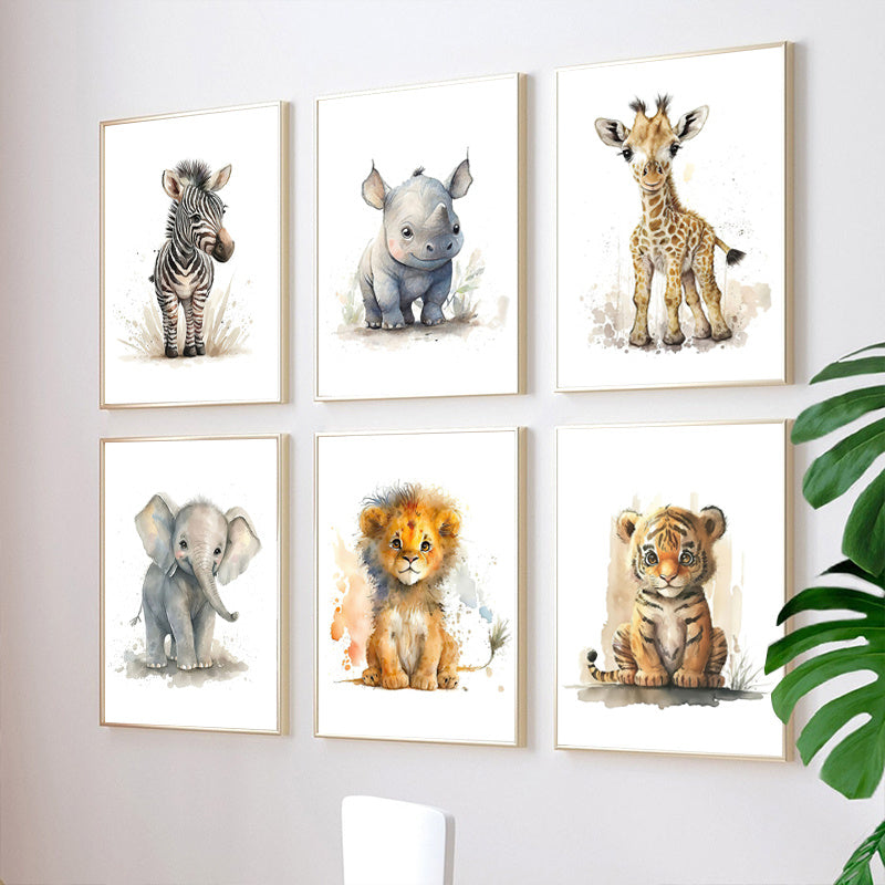 BowLift | WildWhimsy – Set of 8 Cute Animal Posters for Lively Spaces