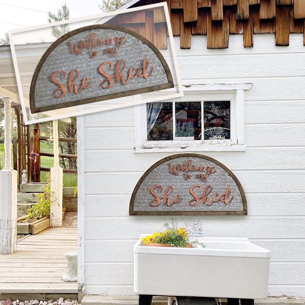 BowLift | Corrugated Metal She Shed Sign