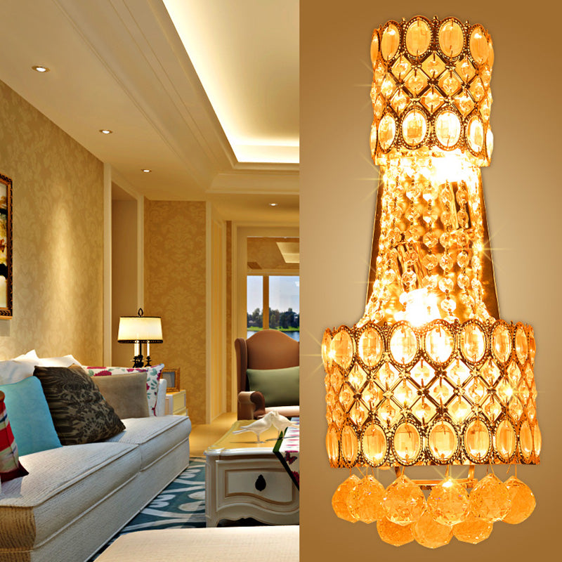 BowLift | Beaded Wall Mount Light Vintage Metal 2 Bulbs Gold Wall Ligh
