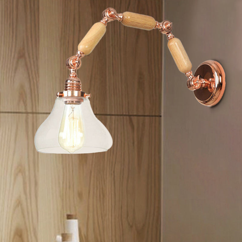 BowLift | 1 Bulb Wall Lamp with Cone Shade Clear Glass Industrial Livi