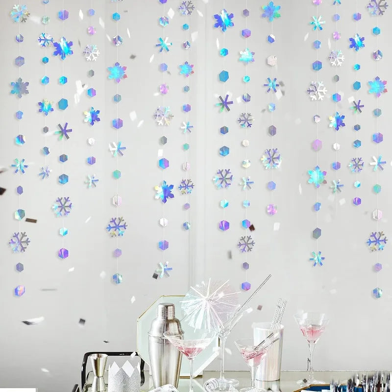 BowLift | Snowflake Garland FrostGleam | 4 m Holographic Winter ...